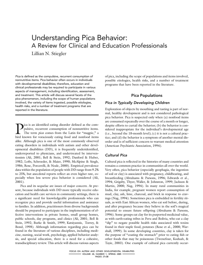 Understanding Pica – Barry Carpenter Education