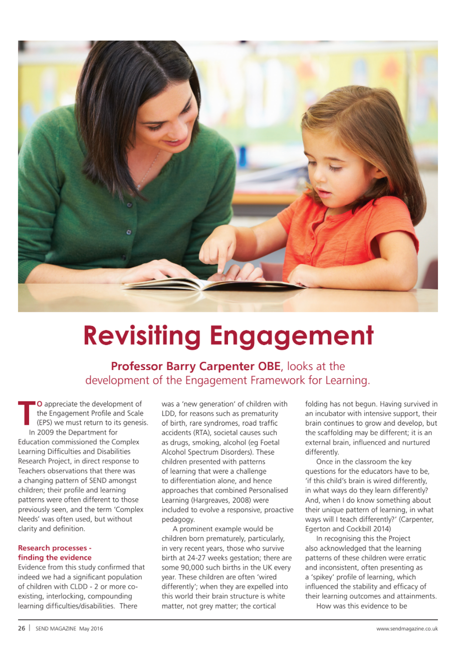 The Engagement Framework for Learning; how did it start ? – Barry ...