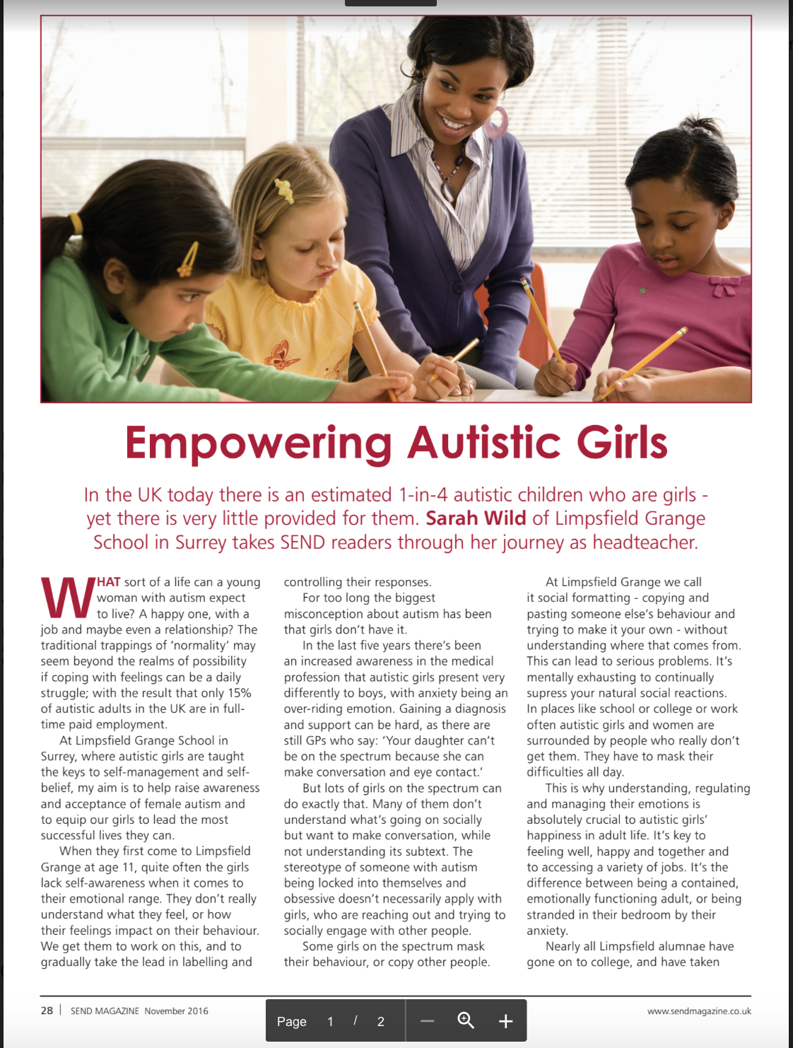 Girls with Autism Spectrum (new article) – Barry Carpenter Education